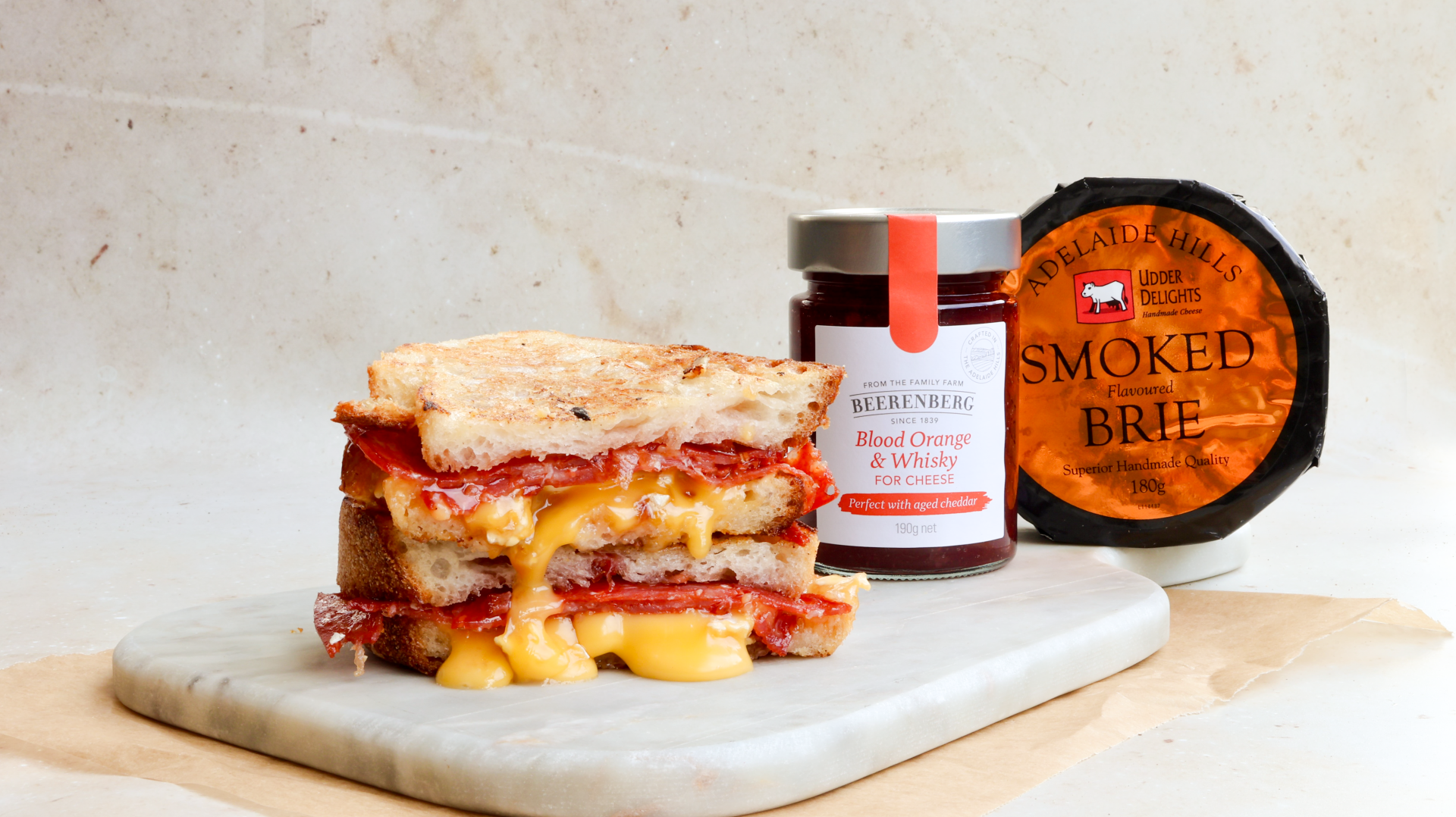 Smoked Brie Toastie with Chilli and Fennel Salami and Beerenberg's ...